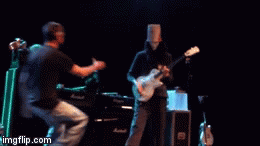 Guy runs on stage to shake Buckethead's hand - Imgflip