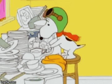 Snoopy washing dishes. - Imgflip