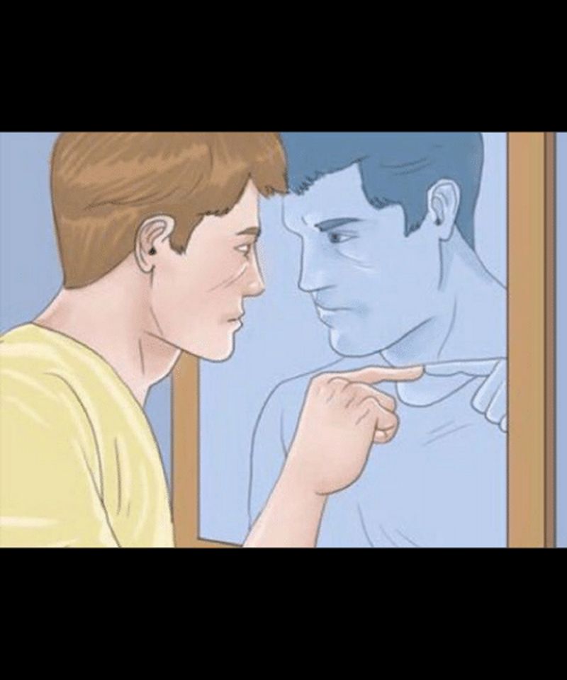 Check Yourself Depressed Guy Pointing At Himself Mirror Blank Template 