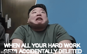 When all your hard work gets accidentally deleted. - Imgflip