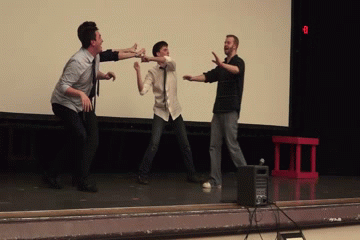 Image tagged in gifs,funny,improv,improv mafia,pratt fall,pantomime ...