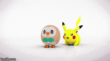 Pikachu Trying To Sneak Up On Rowlet - Imgflip