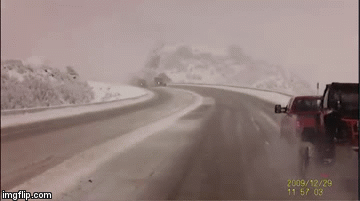 Semi runs snowplow off the road - Imgflip