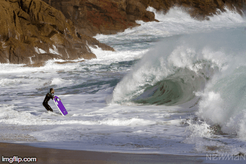 Surfer owned by the shore break - Imgflip