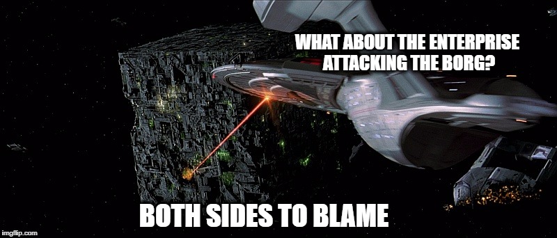 Image tagged in what about violence on the borg - Imgflip