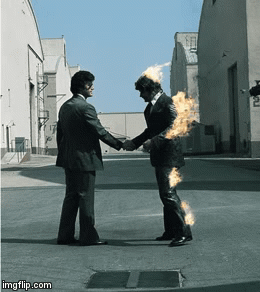 The man's on fire for crying out loud! - Imgflip