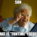 Old lady at computer finds the Internet Meme Generator - Imgflip