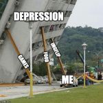 Falling building held up with sticks Meme Generator - Imgflip