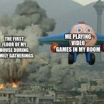 Plane flying from explosions Meme Generator - Imgflip