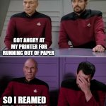 Picard Riker listening to a pun Meme Generator - Imgflip