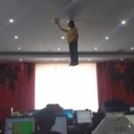 Man just fucking flying while fixing lightbulbs Meme Generator - Imgflip