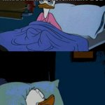 sleepy donald duck in bed Meme Generator - Imgflip