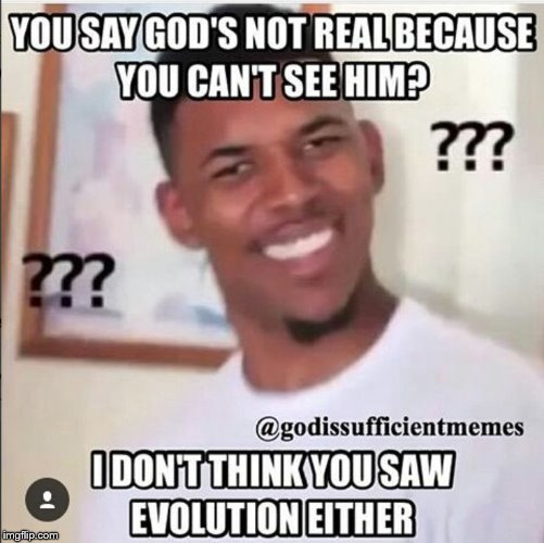 Image tagged in inexistence of god or evolution - Imgflip