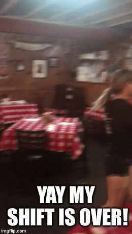 When your waitress shift is over it’s time for celebratory shenanigans ...