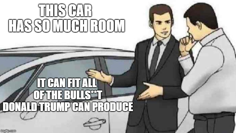 Car Salesman Slaps Roof Of Car Meme Imgflip