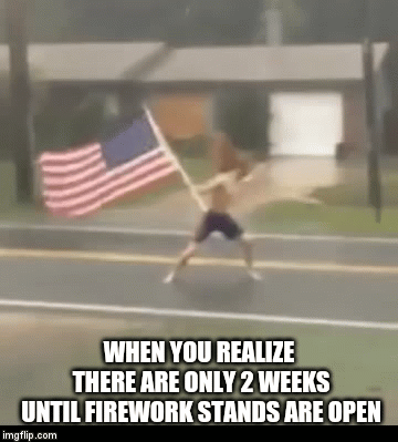 When you realize there are only 2 weeks until firework stands open ...