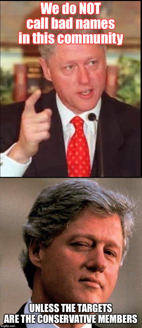 Image tagged in bill clinton wink,bill clinton pointing finger - Imgflip