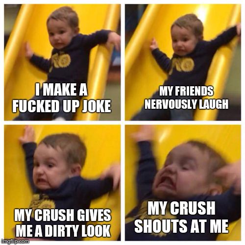 Kid falling down slide - Imgflip