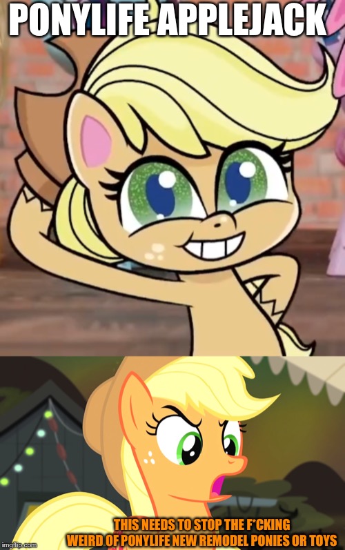 Applejack reacts as PonyLife Applejack - Imgflip