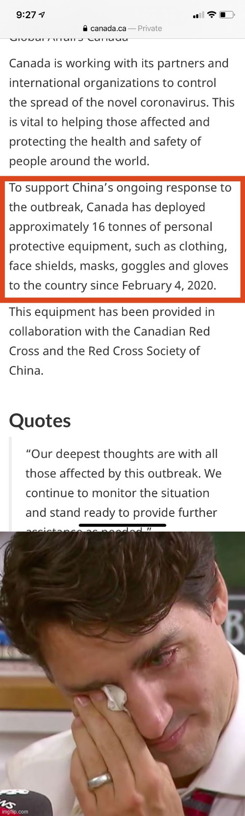 Image tagged in justin trudeau crying,canada - Imgflip