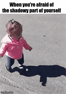 She's scared of her own shadow - Imgflip