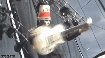 Buckethead hitting himself with his guitar - Imgflip