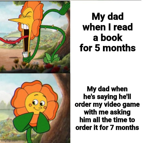 Cuphead Flower Meme Template