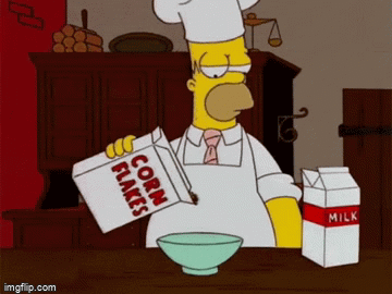 Homer Simpson making cereal fail - Imgflip