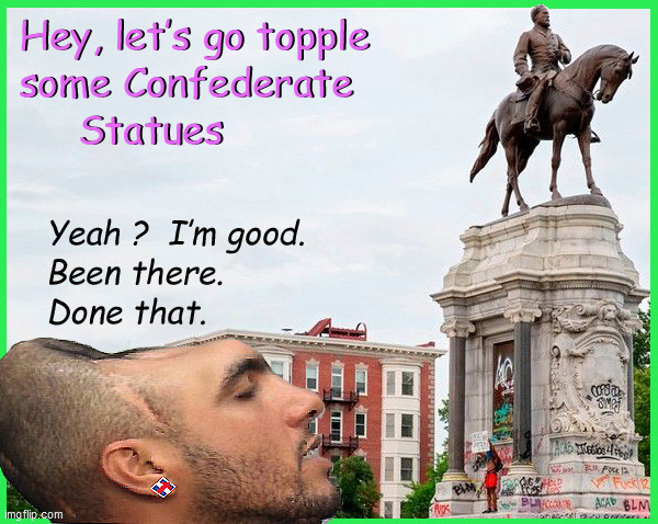 So a Statue fell on a Liberal.....damn those Statues are dangerous ...