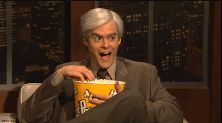 Excited popcorn eating - Imgflip