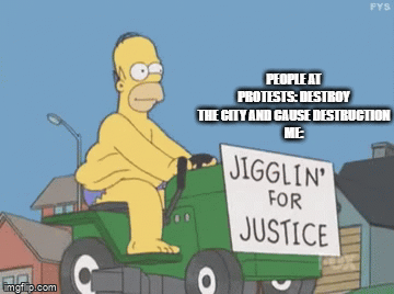 homer on tractor protesting - Imgflip