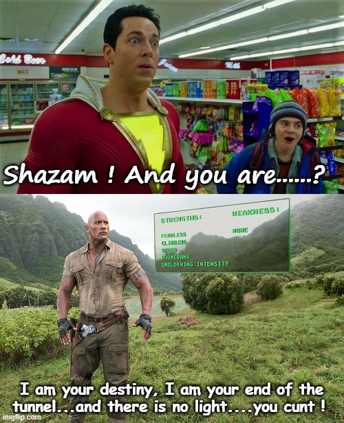 Image tagged in jumanji,shazam,dwayne johnson,dc comics,funny - Imgflip