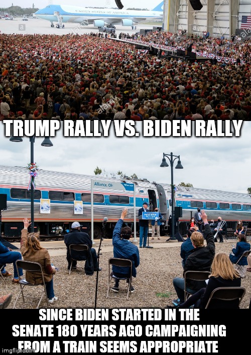 Biden gets a whopping 30 ppl at train stop rally lol - Imgflip