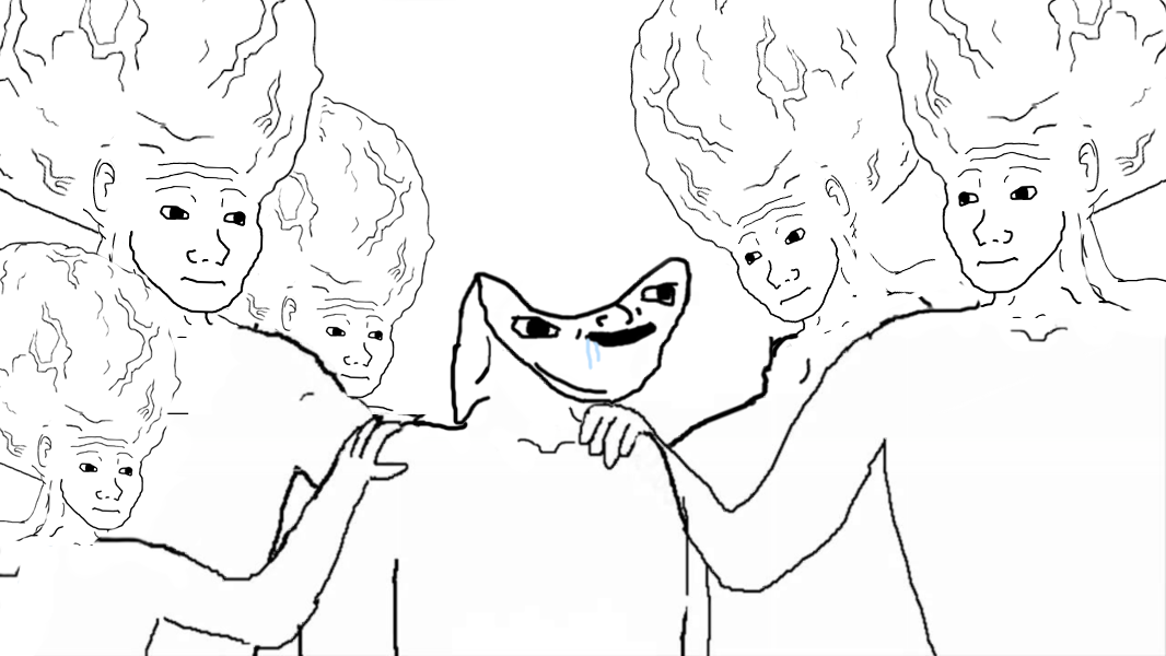 Wojak Big Brains Helping Brainlet Blank Template Imgflip