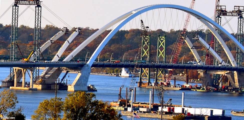 the new I-74 bridge is coming along nicely 3 lanes open from illinois ...