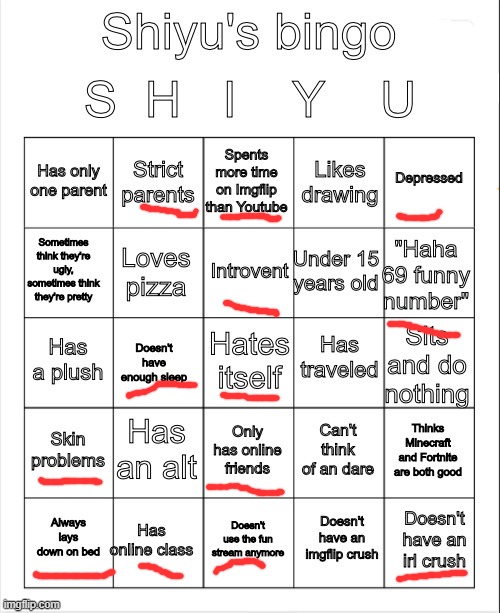 shiyu's bingo - Imgflip