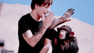 Louis high-fiving a chimp - Imgflip