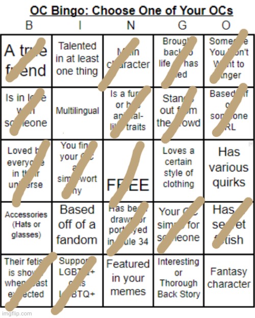 TheSuitedGayWeeb's OC Bingo - Imgflip