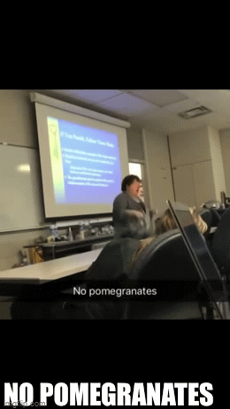No pomegranates - Imgflip