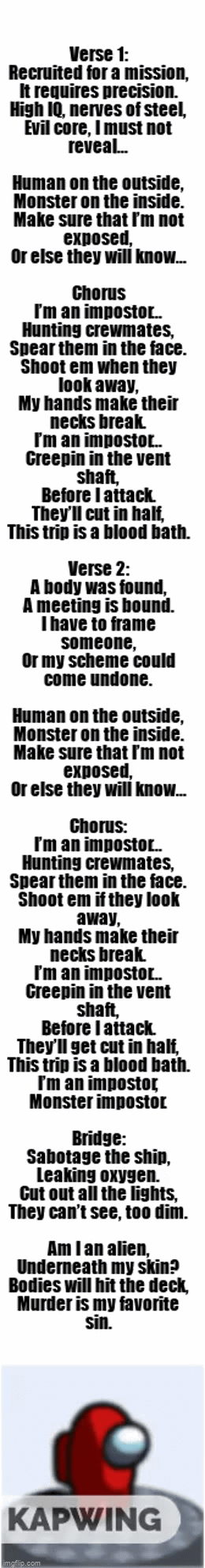 amogus impostor song rotate?!? ? - Imgflip