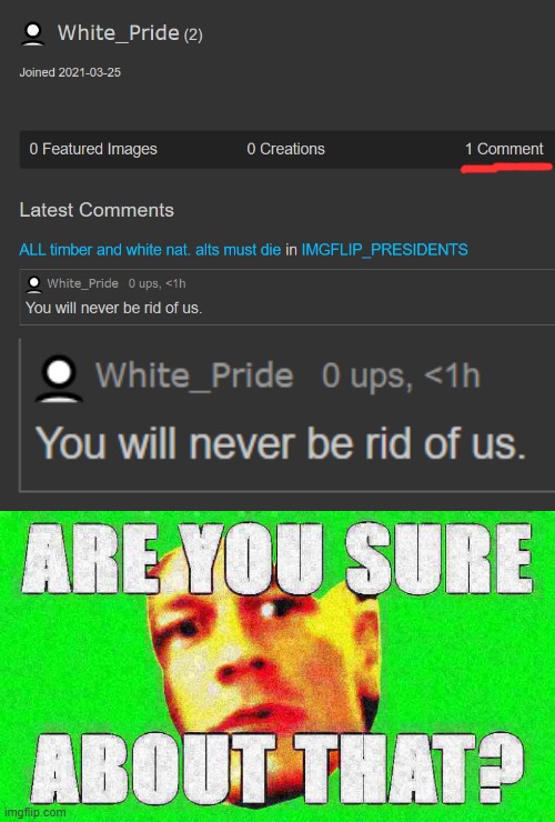 Bold statement for an account with one comment - Imgflip