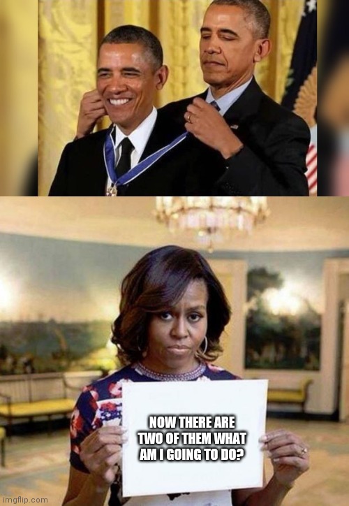 Image Tagged In Obama Giving Obama Award michelle Obama Blank Sheet 
