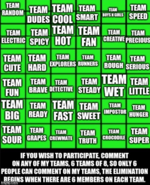 Choose Your Team, Elimiantion Begins Soon! - Imgflip
