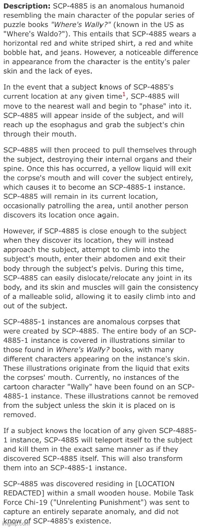 Oh so, Waldo is an SCP now? well not surprised - Imgflip
