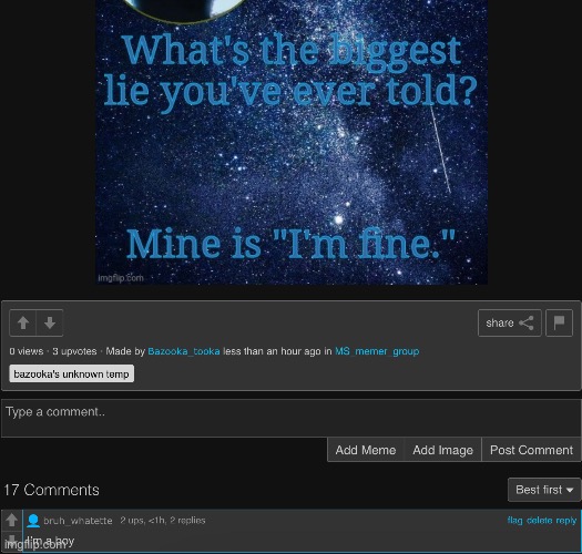 It says I’m a boy but the imgflip watermark covered it :/ - Imgflip