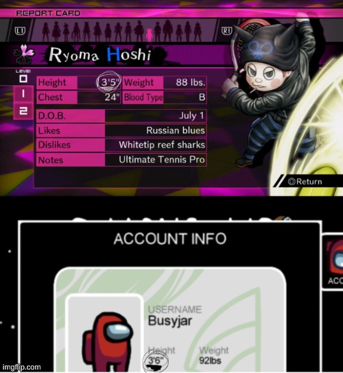 Ryoma is smaller than among us bean - Imgflip