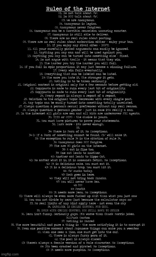 Rules of the internet - Imgflip