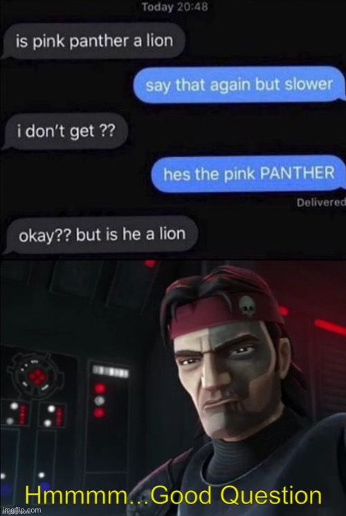 Image tagged in good question,pink panther,funny,memes - Imgflip