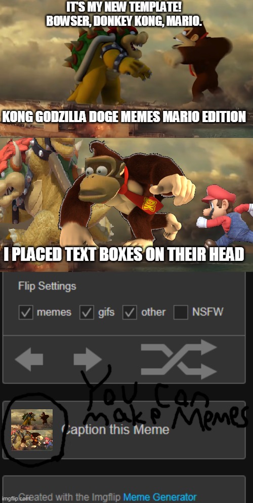 Image tagged in bowser donkey kong mario,new template,hehe boi - Imgflip