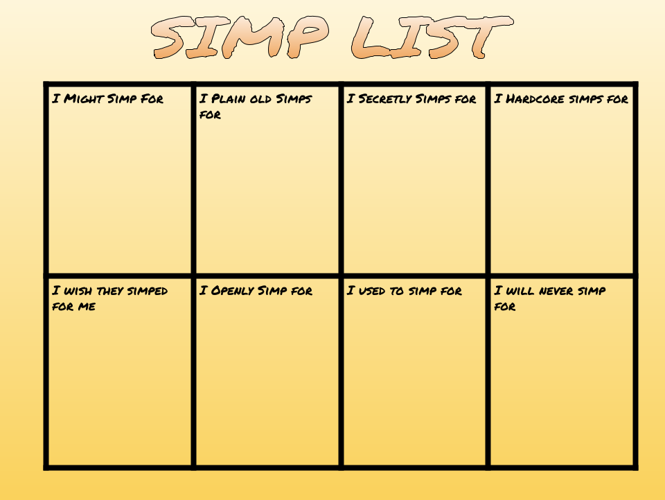 SIMP LIST Blank Template Imgflip